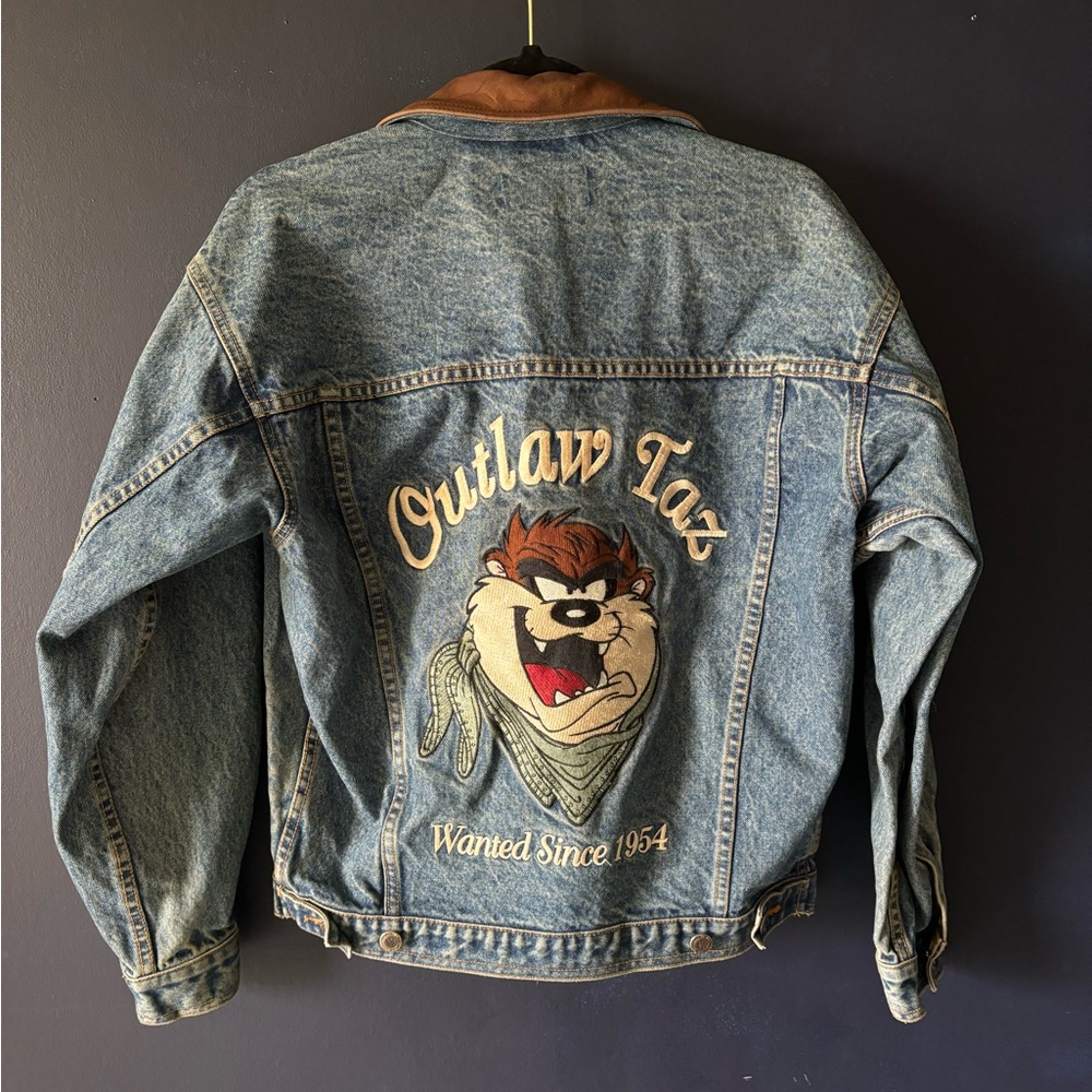 Vintage Denim Jacket With Outlaw Taz Design - Gem